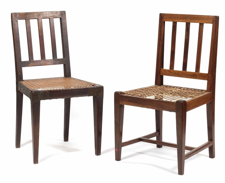 Two Cape stinkwood Overberg side chairs, 19th century each with plain ...