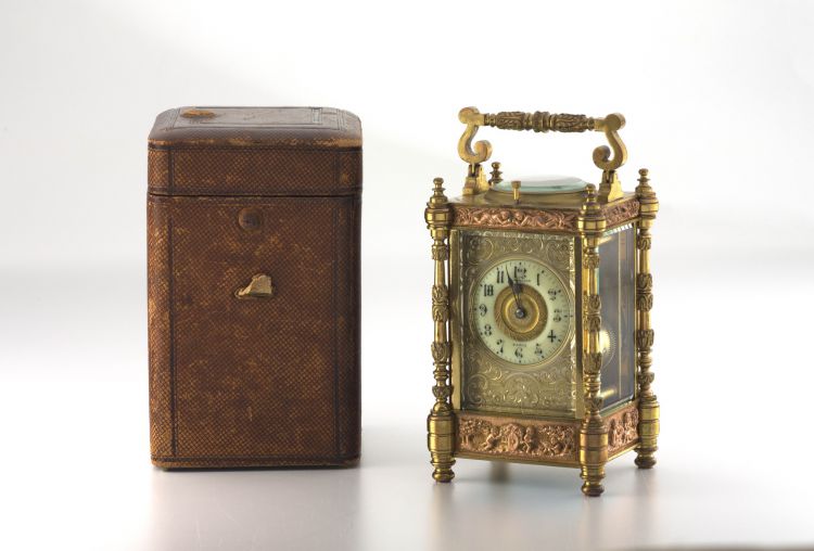 A French gilt-brass repeating carriage clock, circa 1900 | Strauss & Co