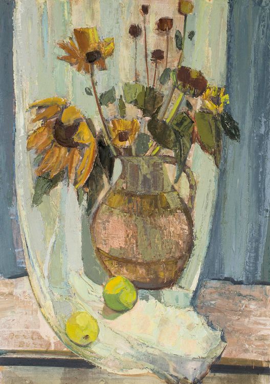 Still Life with Sunflowers and Apples by Barbara Grace Burry | Strauss & Co