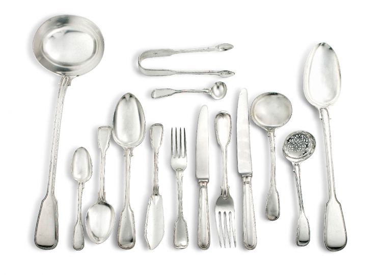 An assembled set of silver Fiddle and Thread pattern flatware, George ...