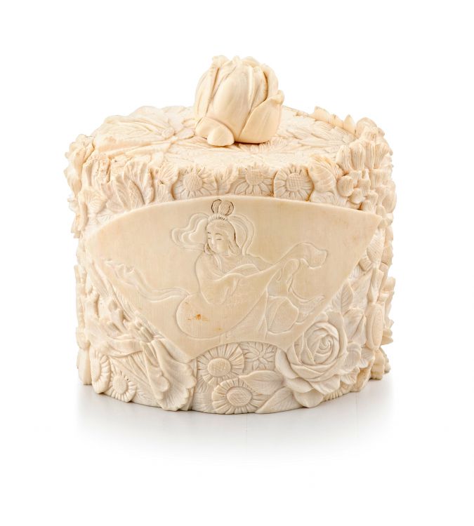 A Japanese carved ivory covered box, Meiji period (1868-1912) | Strauss ...