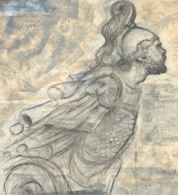 Frottage Composition, verso by Ship's Figurehead, HMS Flora, recto by ...