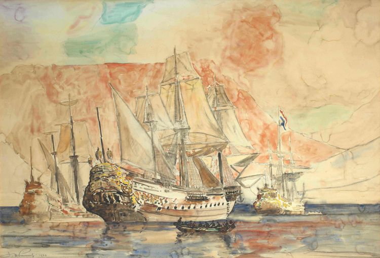 The Arrival of Jan van Riebeeck at the Cape by Jacob Hendrik Pierneef ...
