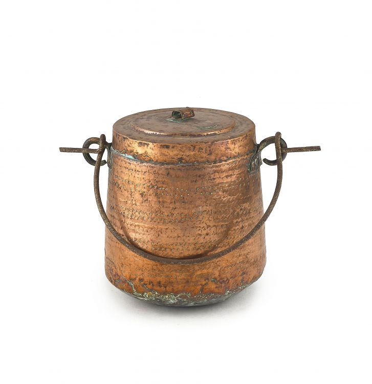A copper and iron-mounted covered vessel | Strauss & Co