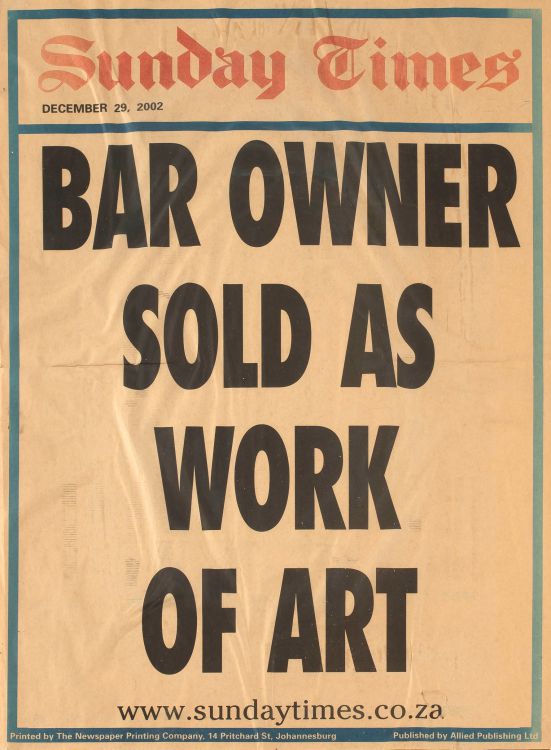 Bar Owner Sold as Work of Art, three by Ed Young and Andrew Lamprecht ...