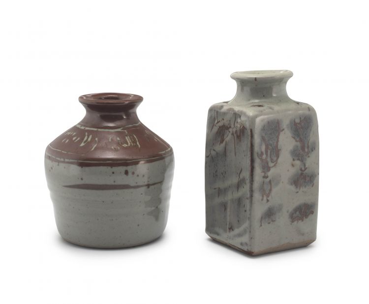 Stoneware Cannister and a Vase by Hyme Rabinowitz | Strauss & Co