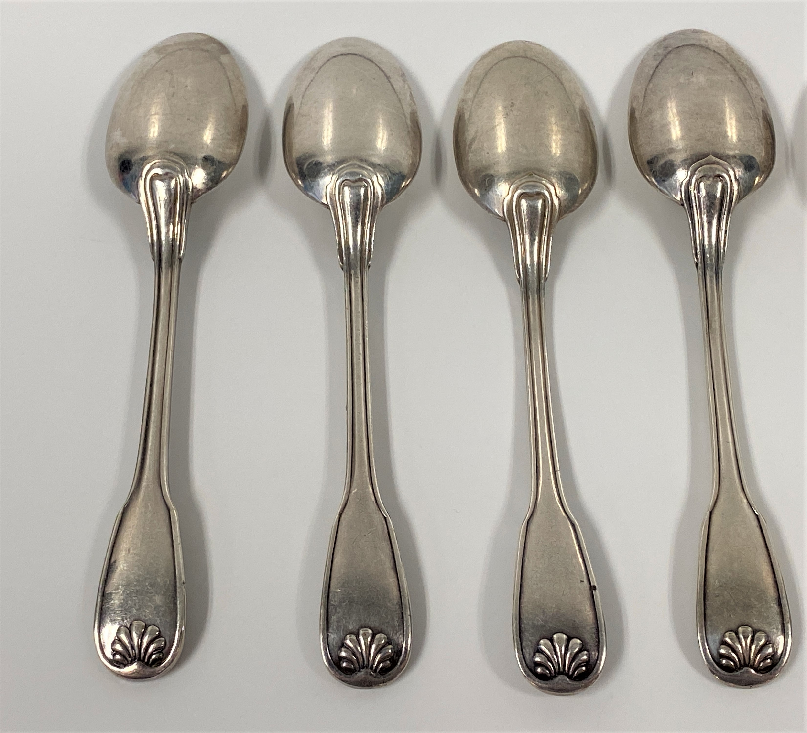 Eleven French silver 'Fiddle, Thread and Shell' pattern Ravinet d ...
